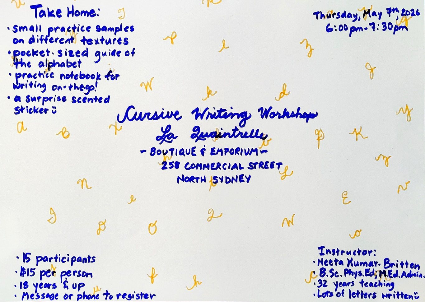 Register Now: Cursive Writing Workshop – La Quaintrelle
