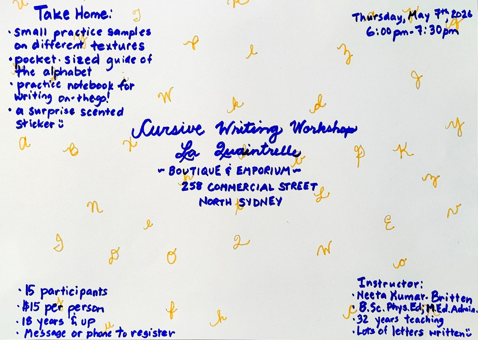 Register Now: Cursive Writing Workshop – La Quaintrelle