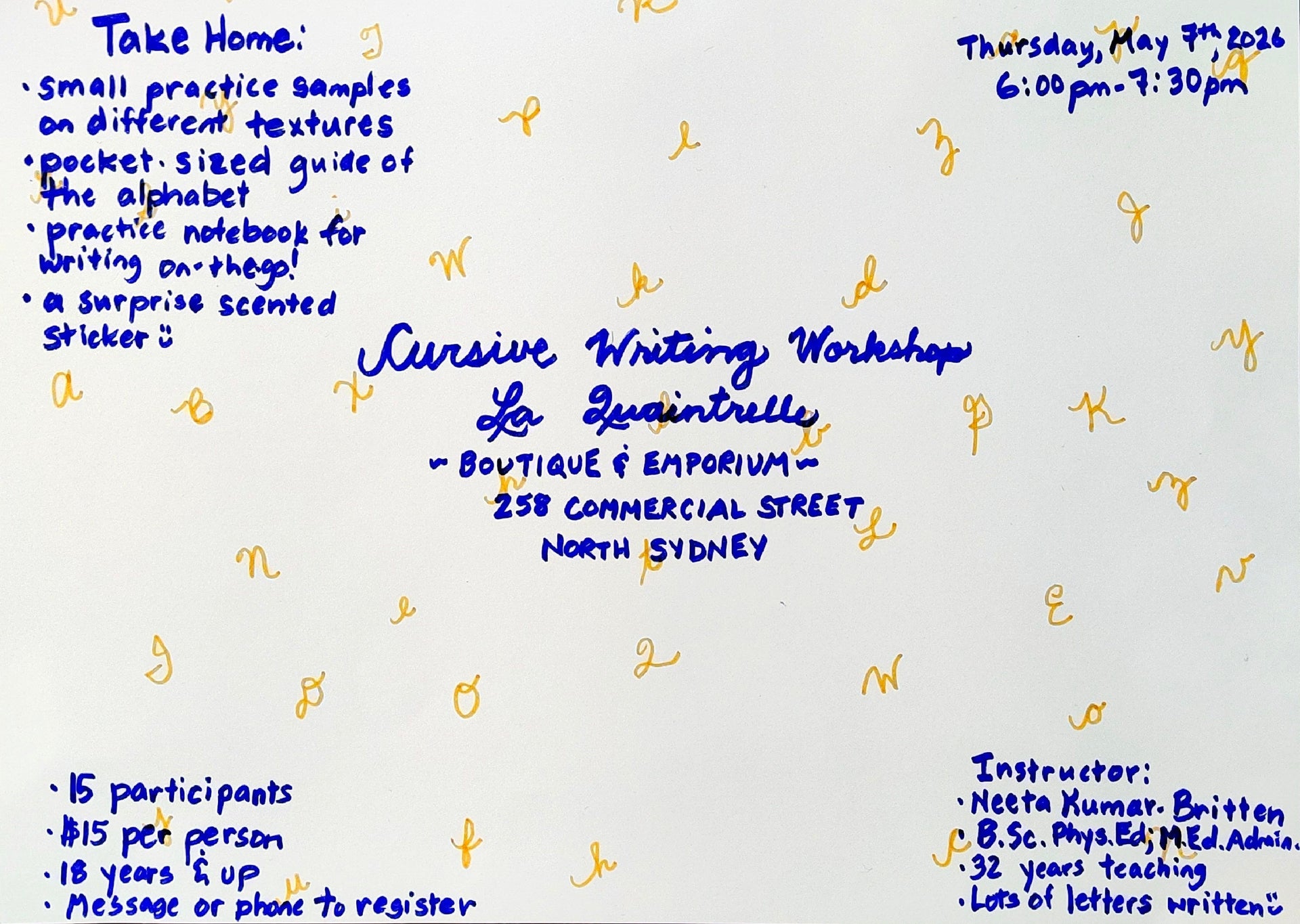 Register Now: Cursive Writing Workshop – La Quaintrelle
